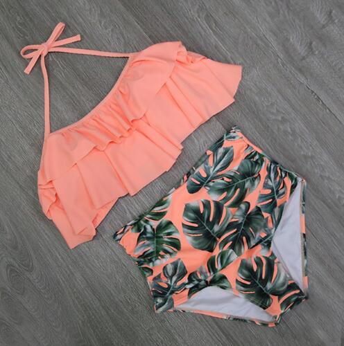 Women's Two Piece Bikini Set Double Ruffle Swimwear – Rockin Docks ...
